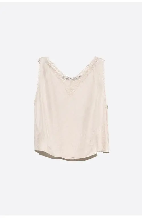 Bimba Y Lola Lingerie-style Lace Trim Tank Top