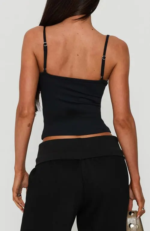 Princess Polly Daily Define Thin Strap Tank Top - Black