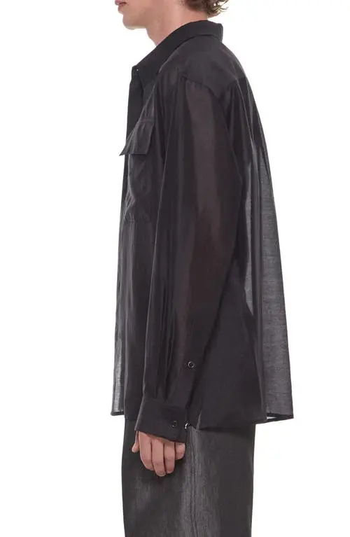 Helmut Lang Sheer Cargo Button Up Shirt - Black