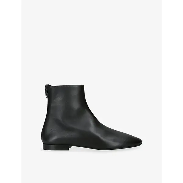 TOTEME Contour Leather Ankle Boots - Black