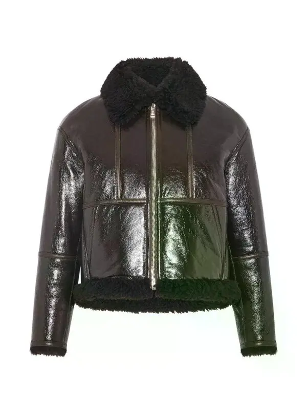 YVES SALOMON Varnished Shearling Jacket - Brown
