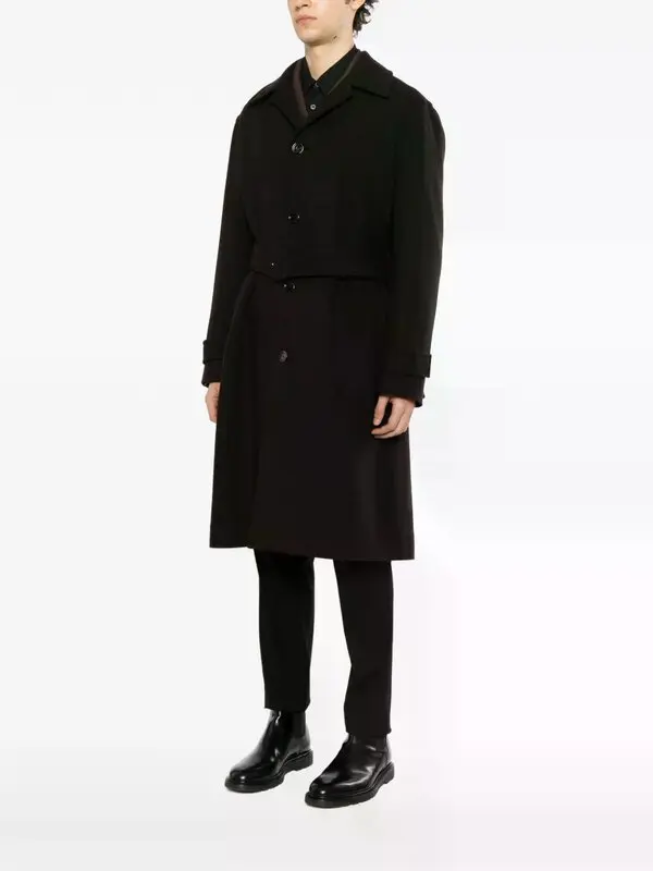 LARDINI Herringbone Belted Coat