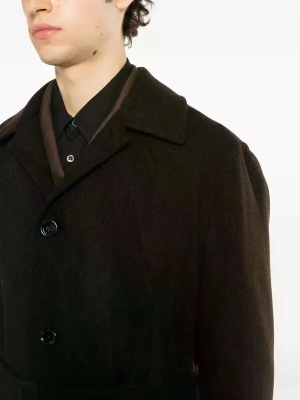 LARDINI Herringbone Belted Coat