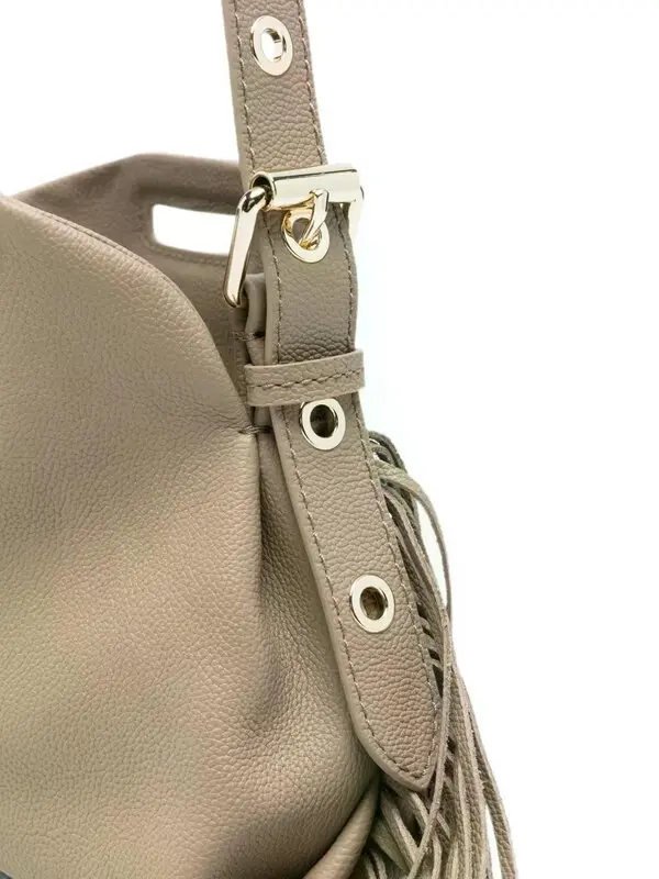 Maje Mini Miss M Fringed Grained-leather Shoulder Bag