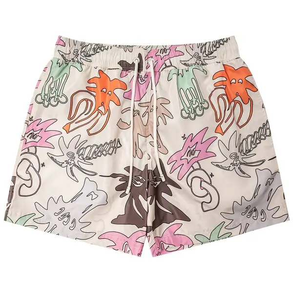 Palm Angels Palmity All Over Swimshorts 'butter - Multicolor