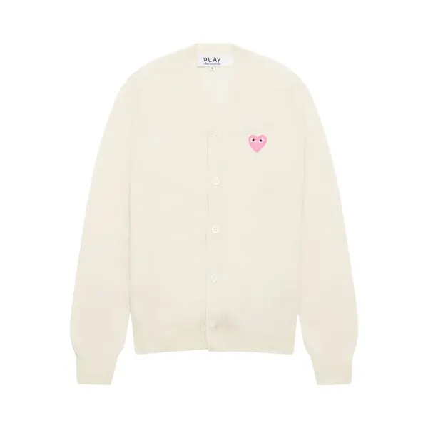 Play Comme Des Garcon V-neck Cardigan - White