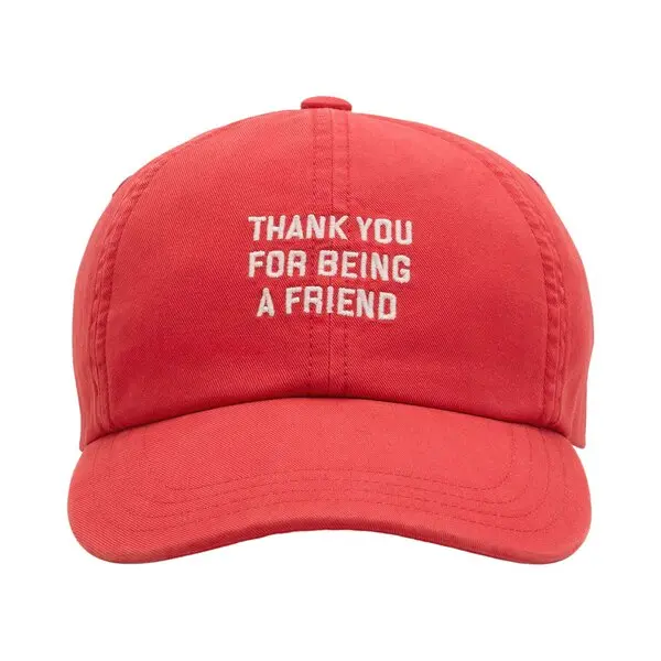 AMI Paris Cotton "thank You For Being A Friend" Cap 'ruby Washed - Red