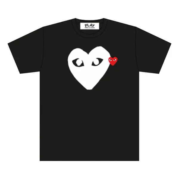 Play Comme Des Garcon Play White Heart Red Emblem T-shirt - Black
