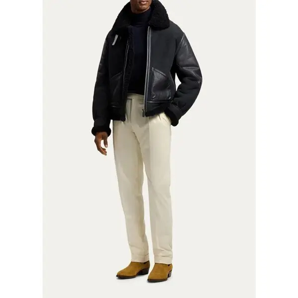 Ralph Lauren Purple Label Lutton Shearling Aviator Jacket - Multicolor