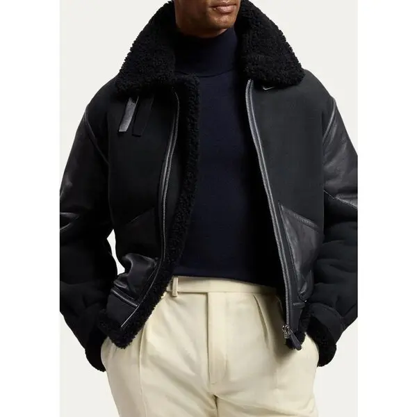 Ralph Lauren Purple Label Lutton Shearling Aviator Jacket - Multicolor