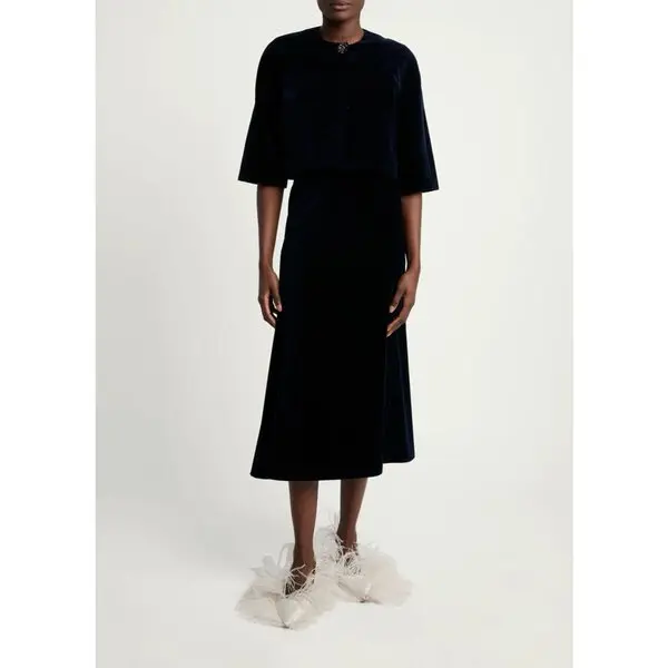 Erdem Embellished Velvet Elbow-sleeve Bolero Jacket