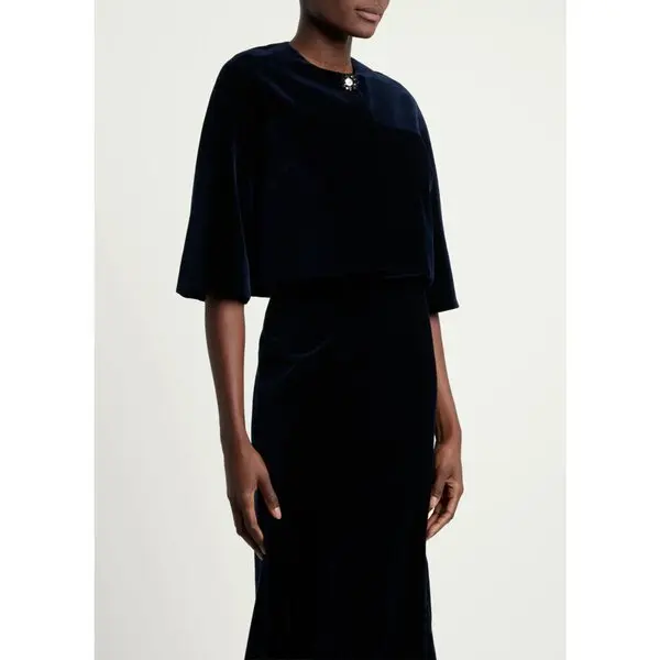 Erdem Embellished Velvet Elbow-sleeve Bolero Jacket