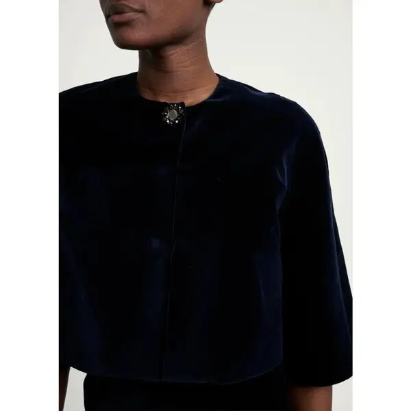 Erdem Embellished Velvet Elbow-sleeve Bolero Jacket