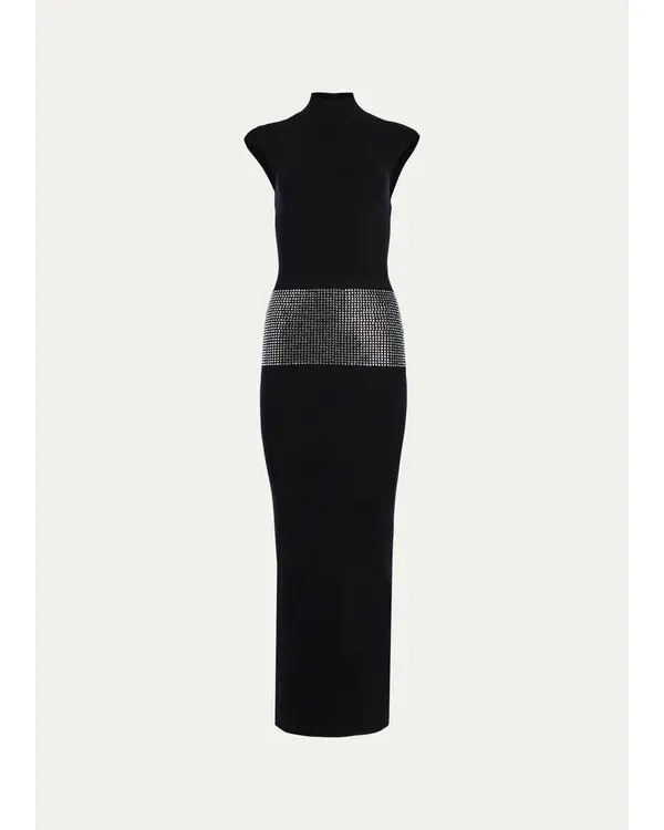 Retrofete Leontine Embellished Mock-neck Midi Dress
