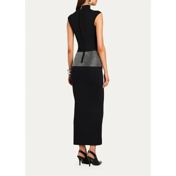 Retrofete Leontine Embellished Mock-neck Midi Dress