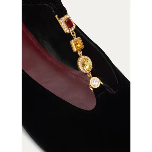 NODALETO Velvet T-strap Ballerina Flats