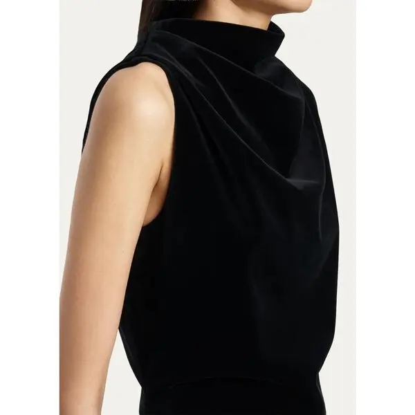 Khaite Astor Cowl-neck Draped Velvet Sleeveless Mini Dress