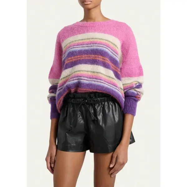 Isabel Marant Étoile Drussell Striped Mohair Knit Oversized Sweater