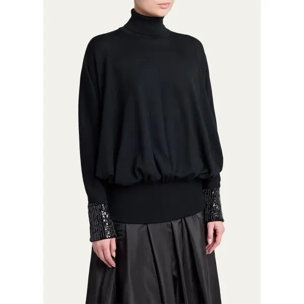 Valentino Garavani Turtleneck Sequined Balloon Sweater