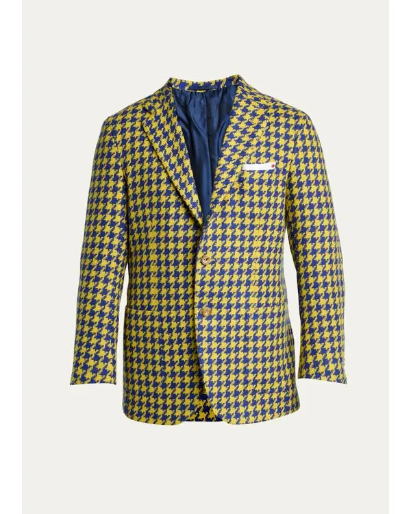 Kiton Cashmere Houndstooth Two-button Sport Coat