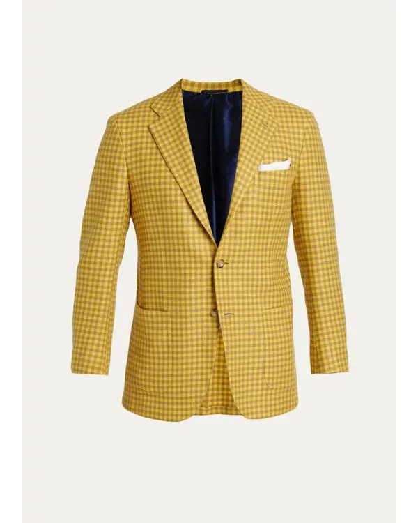 Kiton Cashmere Check Two-button Sport Coat