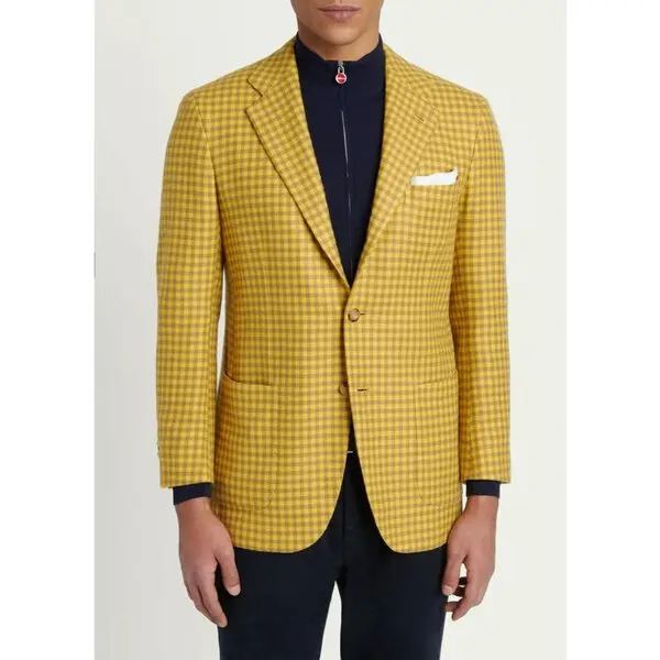 Kiton Cashmere Check Two-button Sport Coat