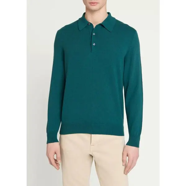 Kiton Cashmere Long-sleeve Knit Polo Shirt