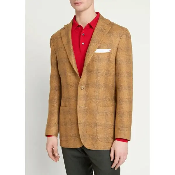 Kiton Plaid Cashmere Single-breasted Sport Coat