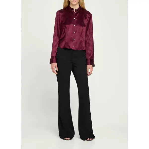Cinq À Sept Georgia Satin Stripe Button-front Shirt