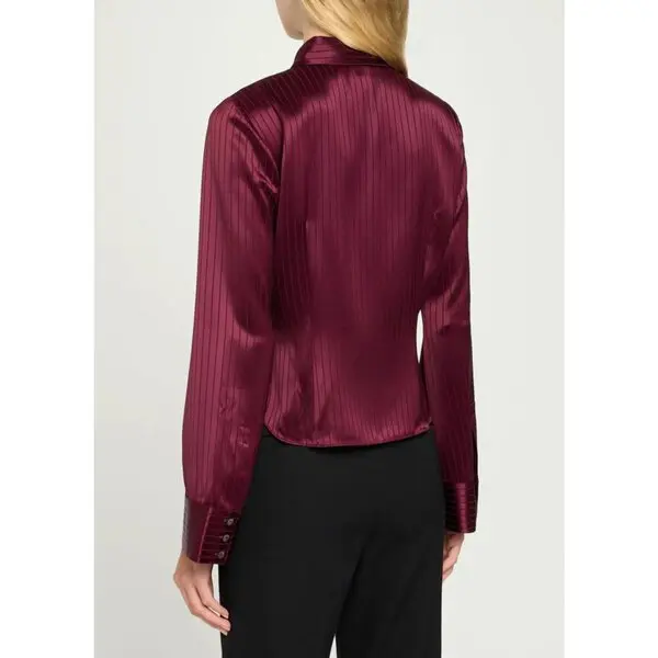 Cinq À Sept Georgia Satin Stripe Button-front Shirt