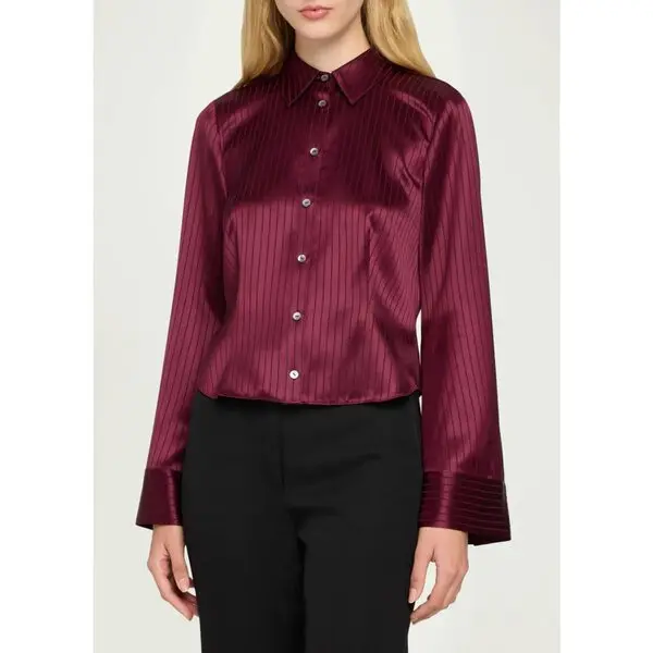Cinq À Sept Georgia Satin Stripe Button-front Shirt