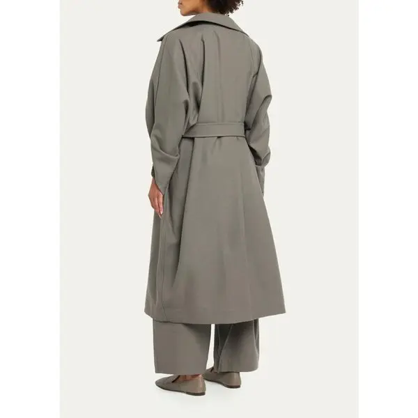 Issey Miyake Calligraph Wool Sculptural Belted Trench Coat