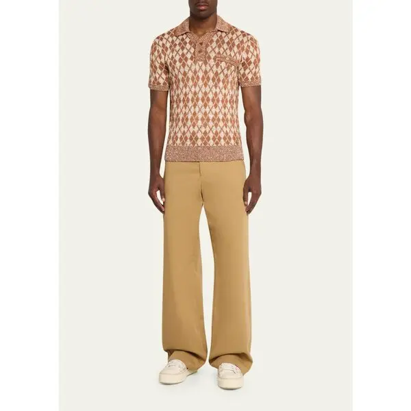 Amiri Argyle Short-sleeve Polo Sweater