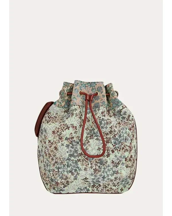 Dries Van Noten Squeeze Small Floral Tapestry Pouch Bag