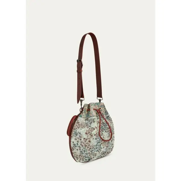 Dries Van Noten Squeeze Small Floral Tapestry Pouch Bag