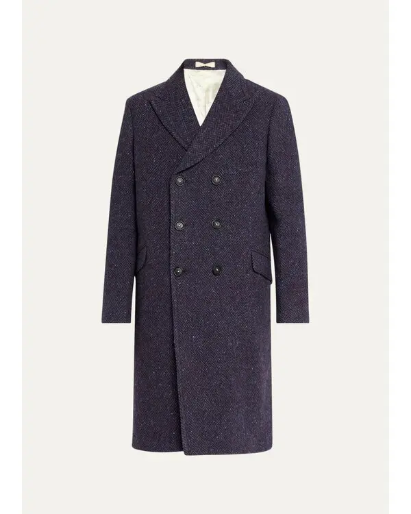 Massimo Alba Oltremare Wool Double-breasted Overcoat - Blue