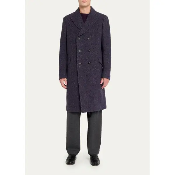 Massimo Alba Oltremare Wool Double-breasted Overcoat