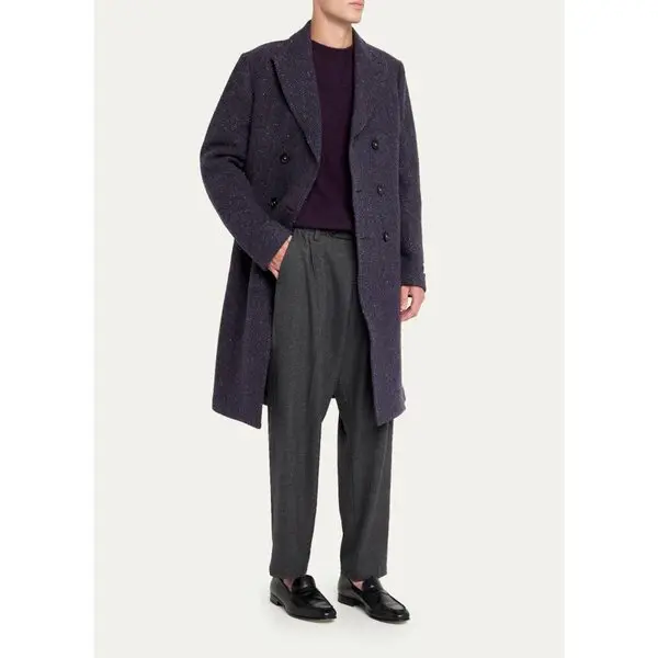 Massimo Alba Oltremare Wool Double-breasted Overcoat