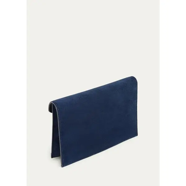 Khaite Grace Suede & Leather Envelope Clutch Bag - Midnight Navy