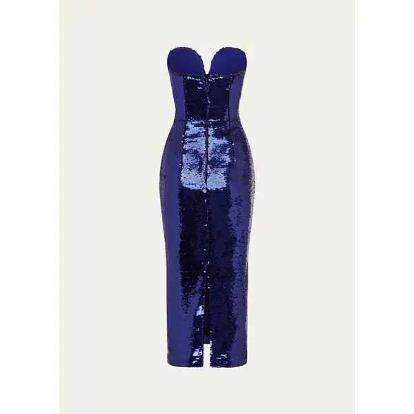 Alex Perry Strapless Sweetheart Sequined Midi Dress