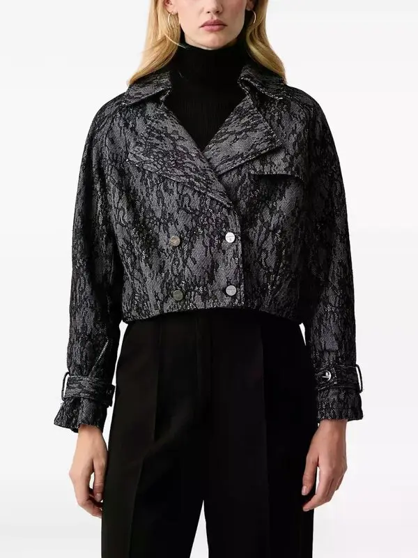 FRACOMINA Lace-pattern Cropped Jacket - Black