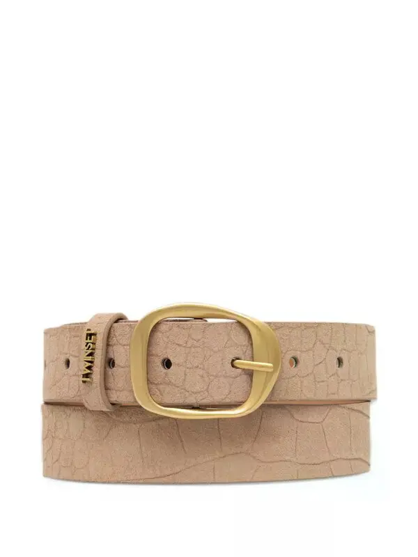 TWINSET Crocodile-print Suede Belt