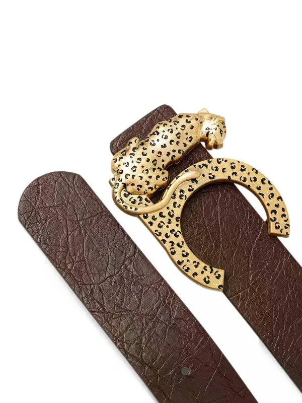Lola Casademunt Leopard-buckle Crinkled Belt