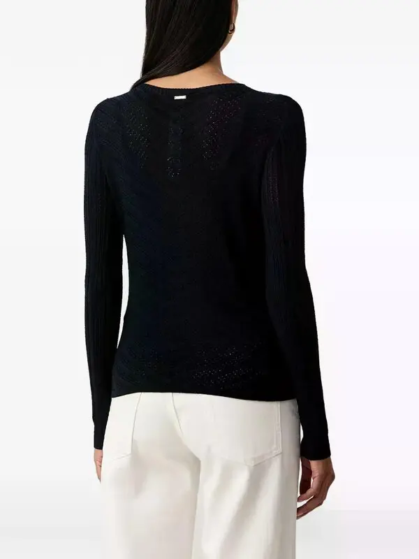 TWINSET Chevron-knit Pointelle-trim Sweater