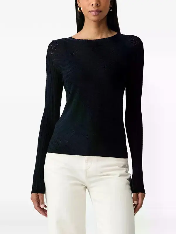 TWINSET Chevron-knit Pointelle-trim Sweater