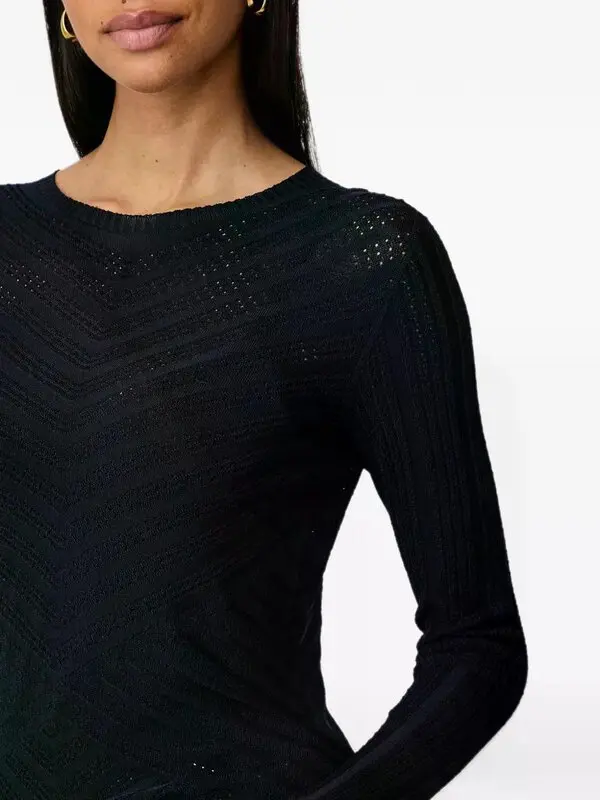 TWINSET Chevron-knit Pointelle-trim Sweater