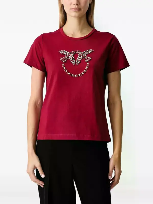 Pinko Love Birds Crystal-embellished T-shirt - Red