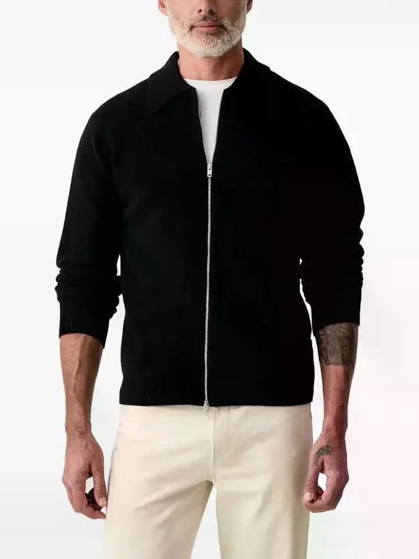 Lindbergh Zip-up Spread-collar Cardigan