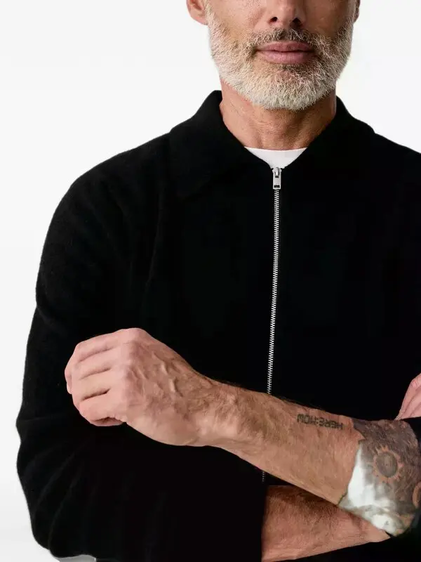 Lindbergh Zip-up Spread-collar Cardigan