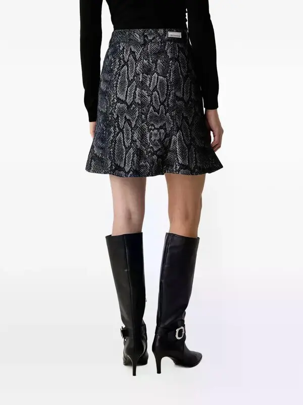 TRUSSARDI Snakeskin-effect Button-front Mini Skirt